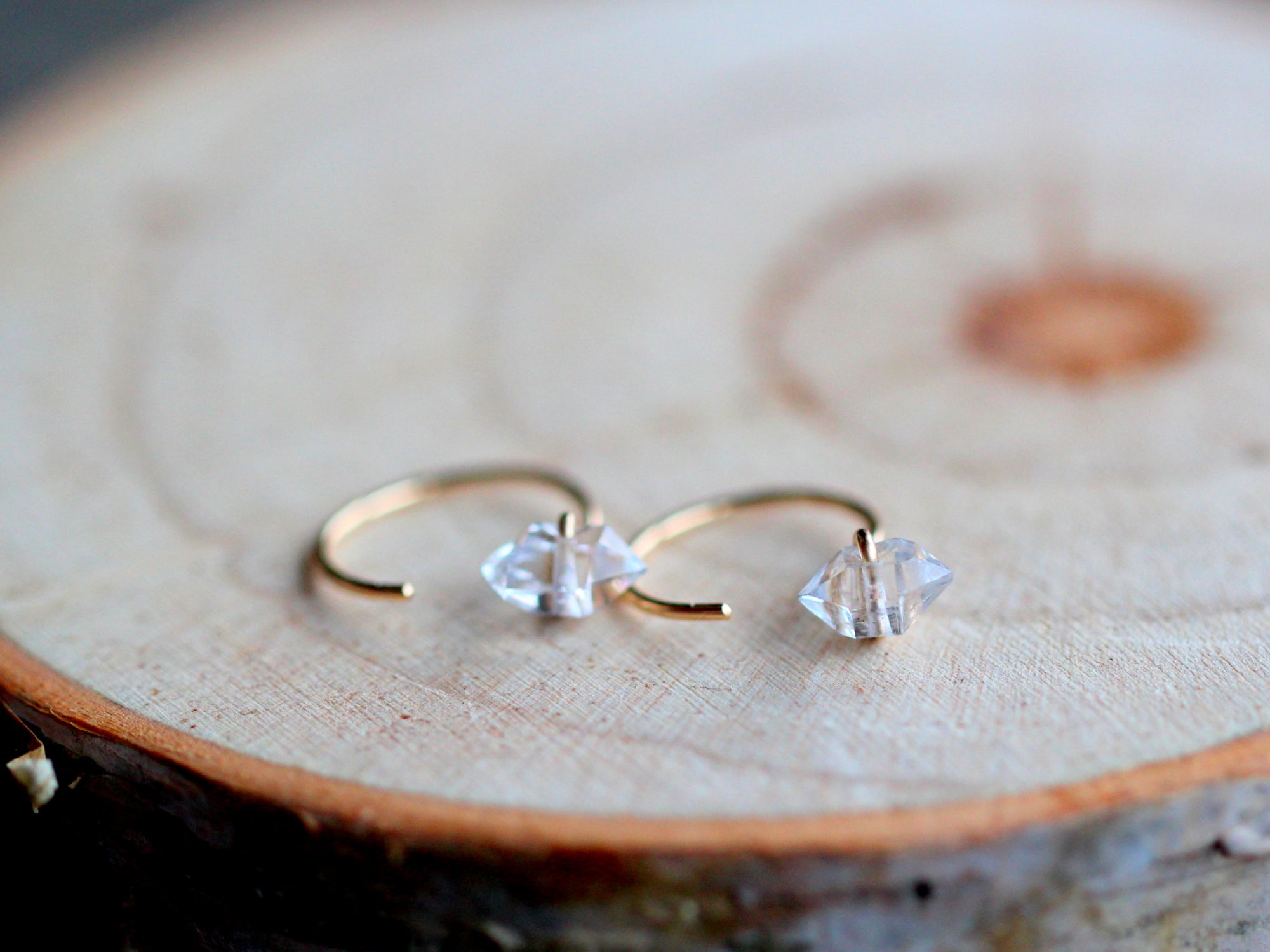 Herkimer Diamond Hug Hoops - Saressa Designs®