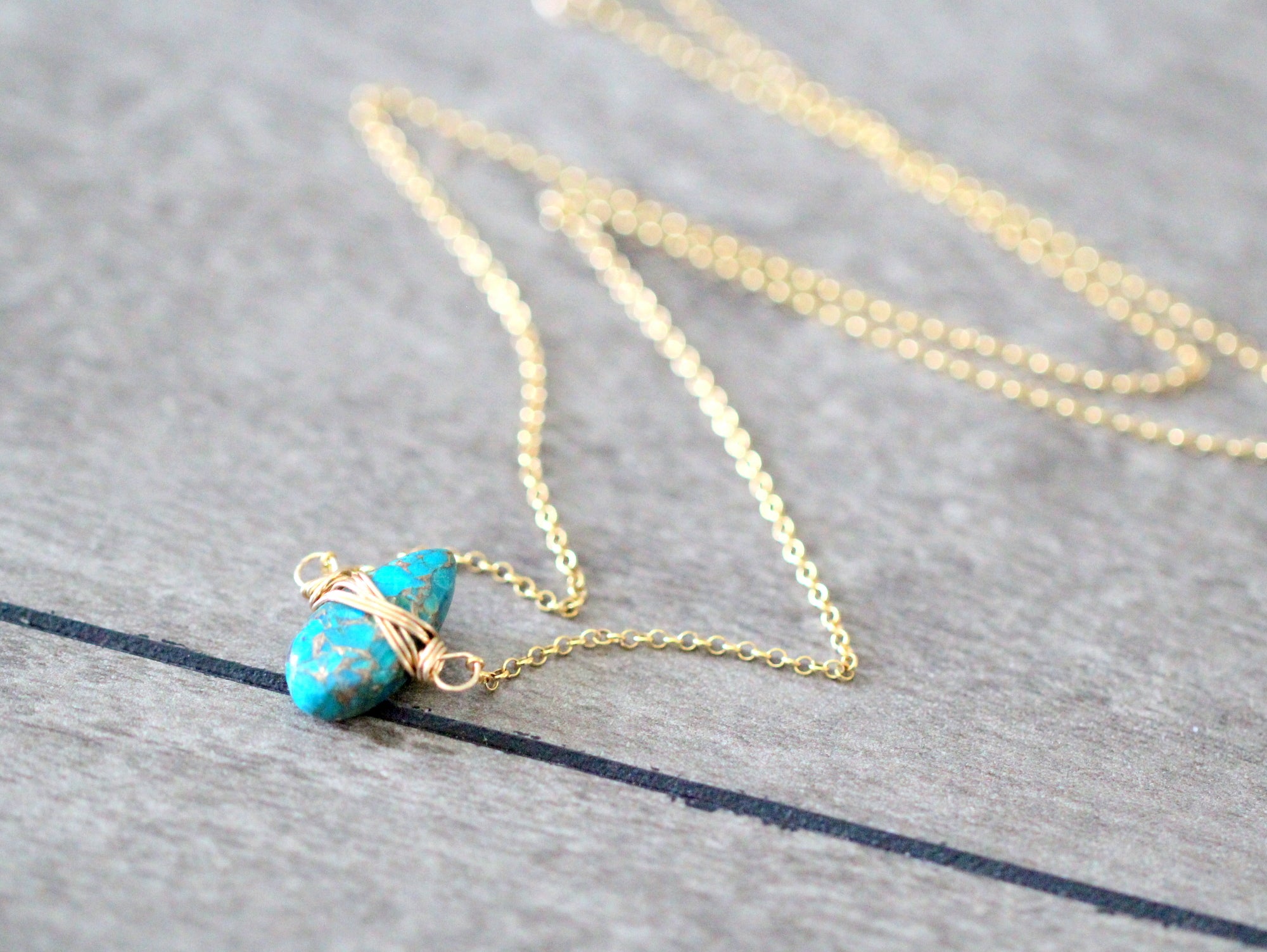 Copper Turquoise Necklace Classic Blue Sterling Silver 17