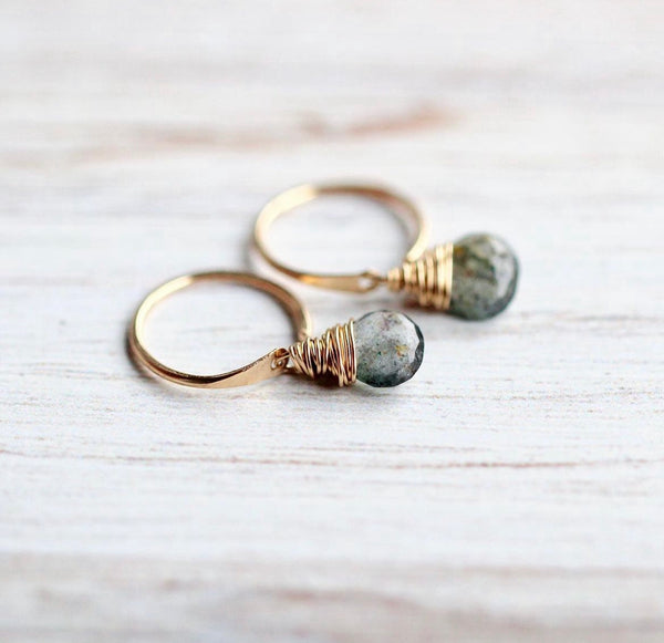 Moss Aquamarine Dangle Hugs - Saressa Designs®